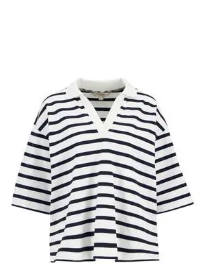 Barbour Inez Striped V-neck T-shirt - White