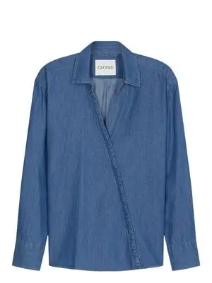 Closed Asymmetric Collared Shirt - Blue