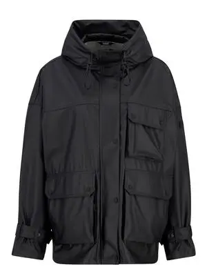 Barbour Hooded Casual Jacket With Zip Closure - Black