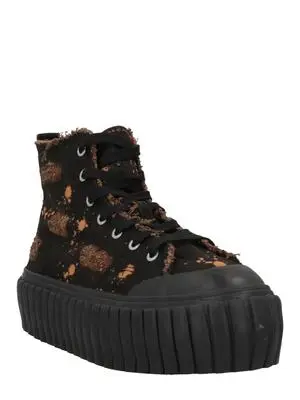 DIESEL® Diesel Contrast Canvas High-Top Casual Lace-Up Sneakers With Round Toe Black