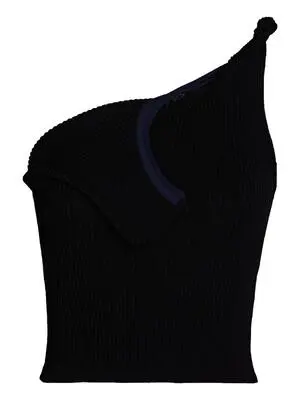 Jacquemus Two-tone One-shoulder Knit Top - Black