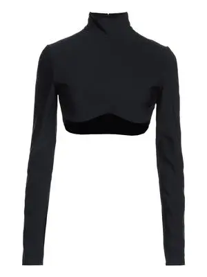 Burberry Long Sleeve High Neck Cropped Top - Black