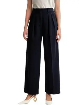 FORTE_FORTE Pleated Wide-leg Trousers - Black