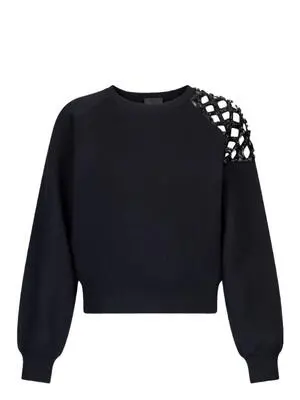 Liu Jo Crew Neck Sweater With Embellished Cutouts - Black