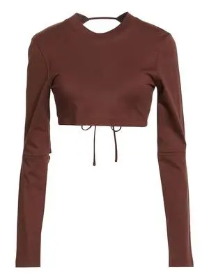 Jacquemus Cropped Long Sleeve Top With Open Back - Brown