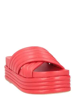 Farm Rio Leather Platform Sandals - Red