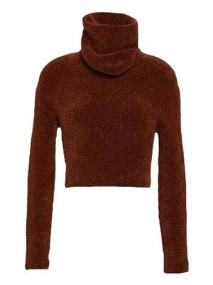 Jacquemus Knitted High Neck Long Sleeve Cropped Sweater - Brown