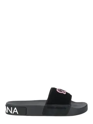 Dolce & Gabbana Letter Print Pool Slides - Black