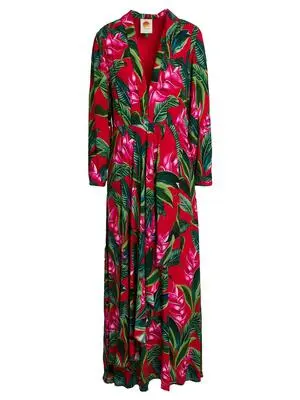 FARM RIO Farm Rio Flared Floral-Print Crepe Maxi Dress