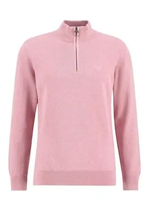 Barbour Barbour Half-Zip Jumper With Embroidered Logo And Check Trim Pink