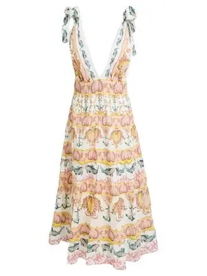 Farm Rio Sleeveless V-neck Printed Dress - Pink