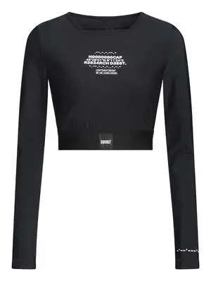 Dolce & Gabbana Long Sleeve Printed Cropped T-shirt - Black