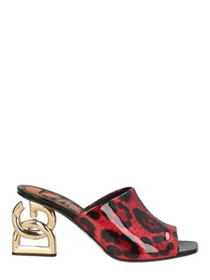 Dolce & Gabbana Leopard Print Patent Leather Slide Sandals - Multicolor