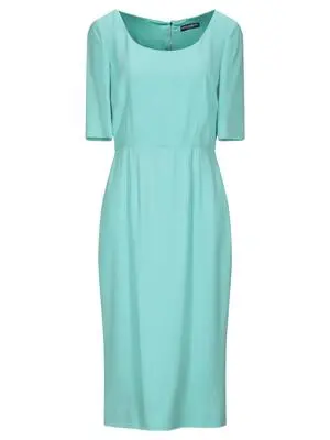 Dolce & Gabbana Midi Dress With Round Neck And Short Sleeves - Turquoise