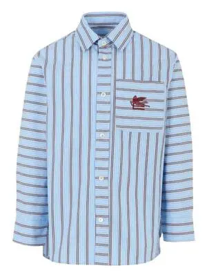 Etro Embroidered Striped Shirt - Blue