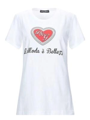DOLCE & GABBANA Dolce & Gabbana Crystal Embellished Heart Print T-shirt