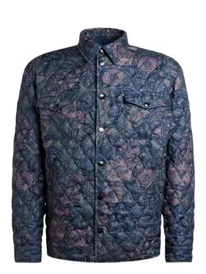 Etro Quilted Overshirt With Floral Paisley Motif - Blue
