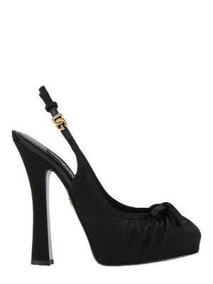 Dolce & Gabbana Satin Bow Embellished Slingback High Heels - Black
