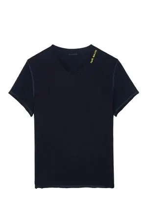 Zadig&Voltaire Monsatir Henley Short-sleeve T-shirt - Black