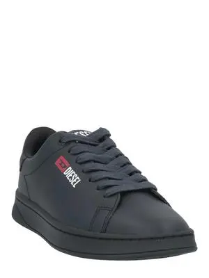 DIESEL® Low Top Leather Sneakers With Logo Print - Black