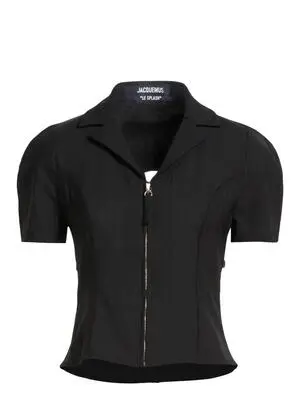 Jacquemus Short Sleeve Zipper Shirt - Black