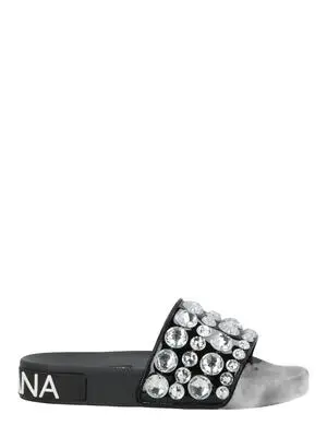 Dolce & Gabbana Embellished Rhinestone Slide Sandals - No