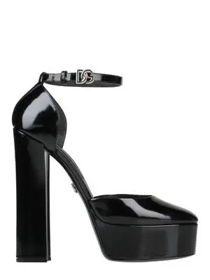 Dolce & Gabbana Patent Leather Block Heel Pumps - Black