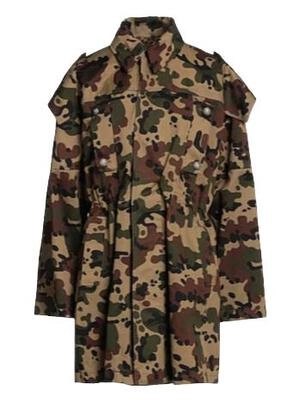 Dolce & Gabbana Camouflage Print Long Sleeve Trench Coat - Green