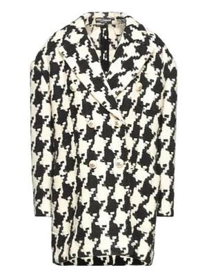 Dolce & Gabbana Two-tone Tweed Long Sleeve Coat - Black