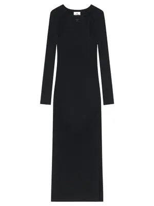 COURREGES Cut-out Ribbed Long Dress - Black