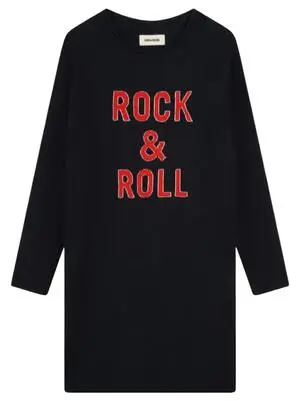 Zadig&Voltaire Long Sleeve Tricot Dress With Logo Embroidery - Black