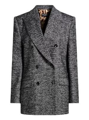 Dolce & Gabbana Double-breasted Herringbone Tweed Blazer - Black