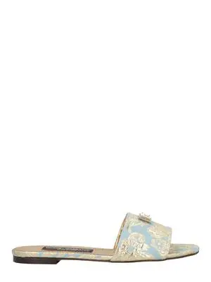 Dolce & Gabbana Floral Print Metallic Jacquard Slide Sandals - Multicolor