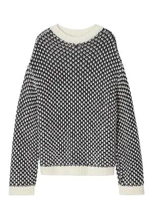 Closed Crew-neck Patterned Sweater - Ivory