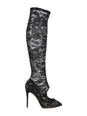 Dolce & Gabbana Over The Knee Lace Boots - Black