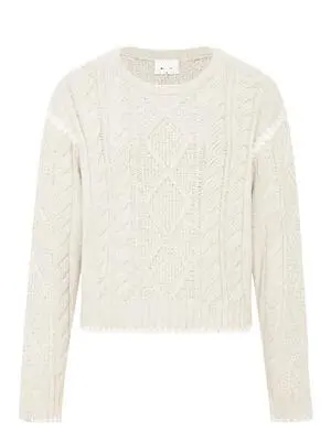 The Upside Xanthe Cable-knit Crew-neck Sweater - White