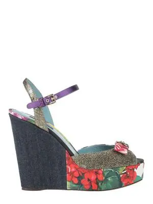 Dolce & Gabbana Floral Print Wedge Sandals - Multicolor