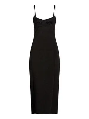 Jacquemus Sleeveless Metallic Bodycon Dress With Open Back And Back Slit - Black