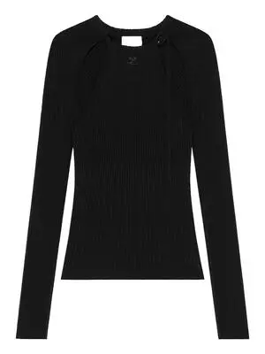 COURREGES Courreges Long-Sleeve Cut-Out Detail T-Shirt Black