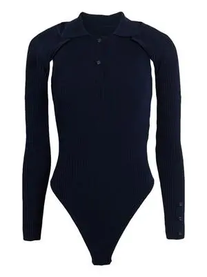Jacquemus Ribbed Knit Bodysuit With Detachable Sleeves - Blue