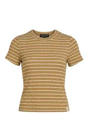 Rag & Bone Striped Ribbed T-shirt - Khaki