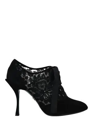 Dolce & Gabbana Lace-up Pointed Toe Ankle Boots - Black