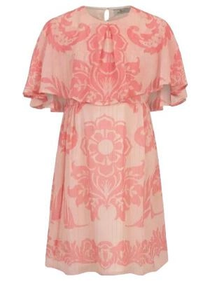 Etro Georgette Dress With Placed Floral Print And Tiered Design - Pink