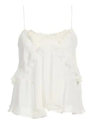 Isabel Marant Étoile Isabel Marant Sleeveless Ruched Crepe Top With Ruffles Ivory