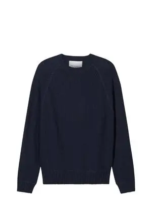 Closed Crew Neck Raglan Sleeve Sweater - Black