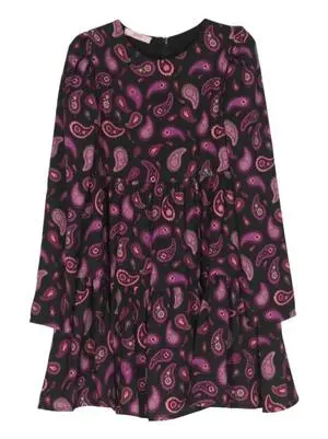 Liu Jo Paisley Print Tiered Dress - Black
