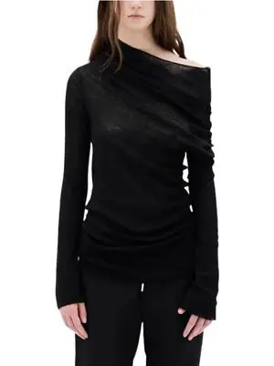 ANN DEMEULEMEESTER Drop-shoulder Long-sleeve Top - Black