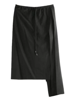 Yohji Yamamoto Asymmetric Skirt With Drawstring Waist - Black