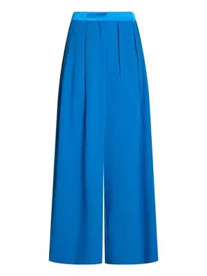 Max Mara Wide-leg Trousers With Satin Trim - Blue