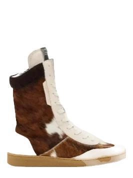 ALLSAINTS Louise Cow-print Calf Hair High-top Sneakers - Brown